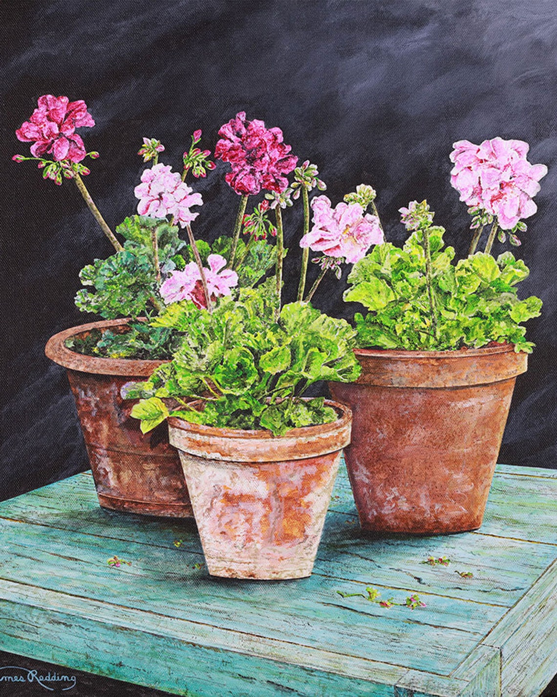 Buy Geranium Painting Pink Flower Painting Floral Art Print Spring ...