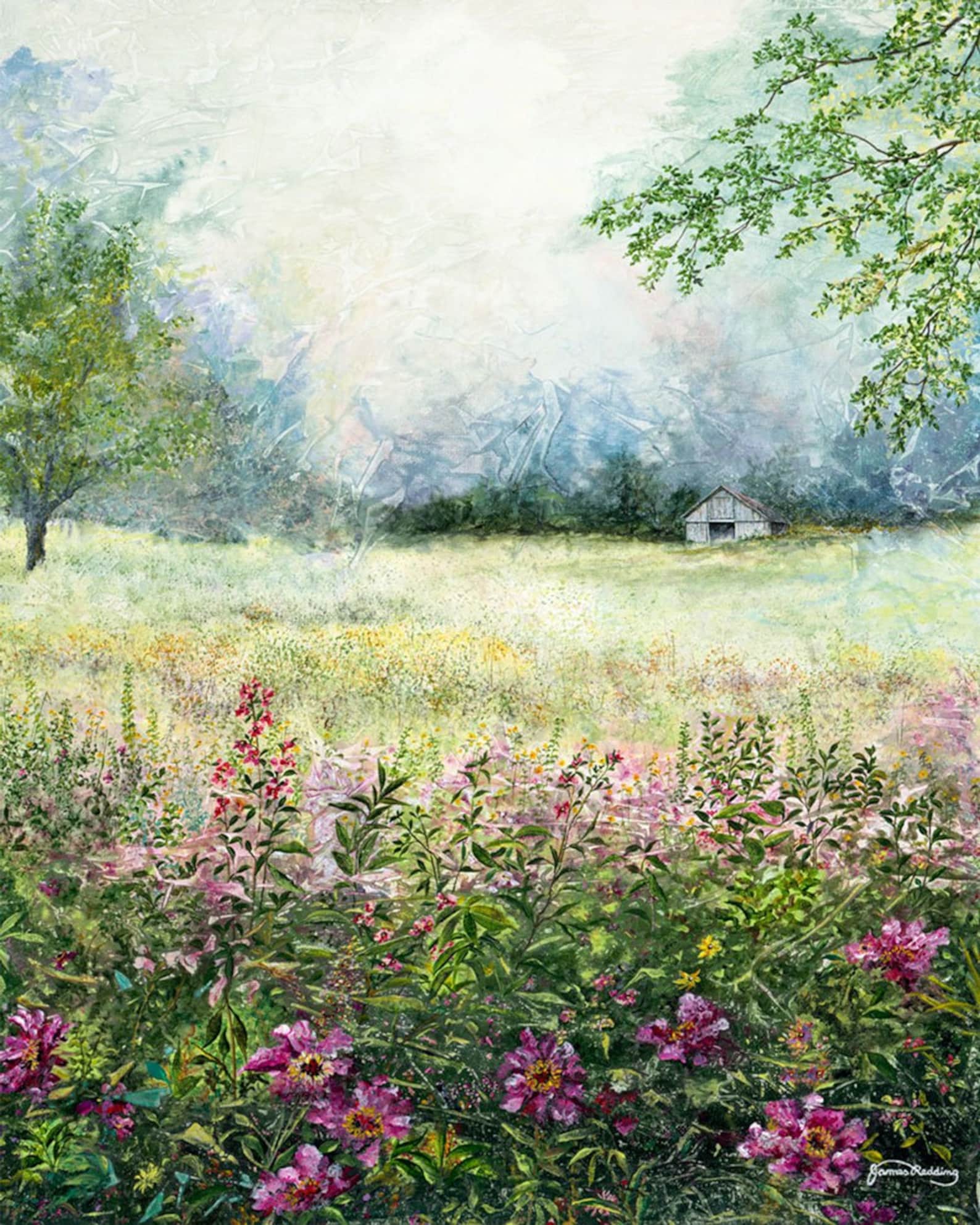 Meadow Painting - Peaceful Painting - Spring Landscape - Countryside ...