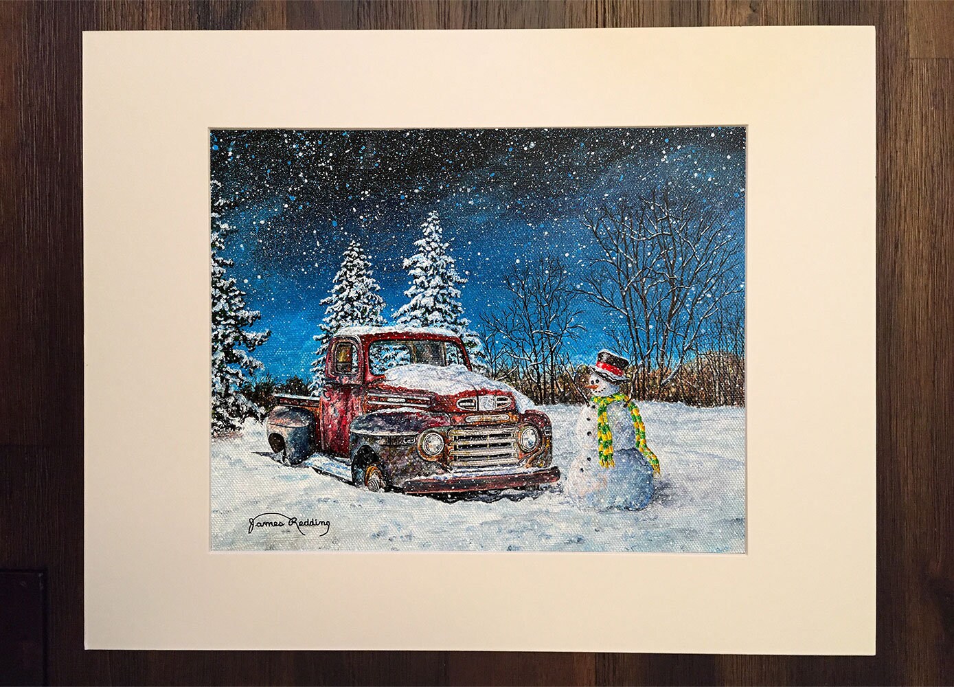 Snowman Print - Americana Art Print - Snowy Painting - Whimsical Print ...