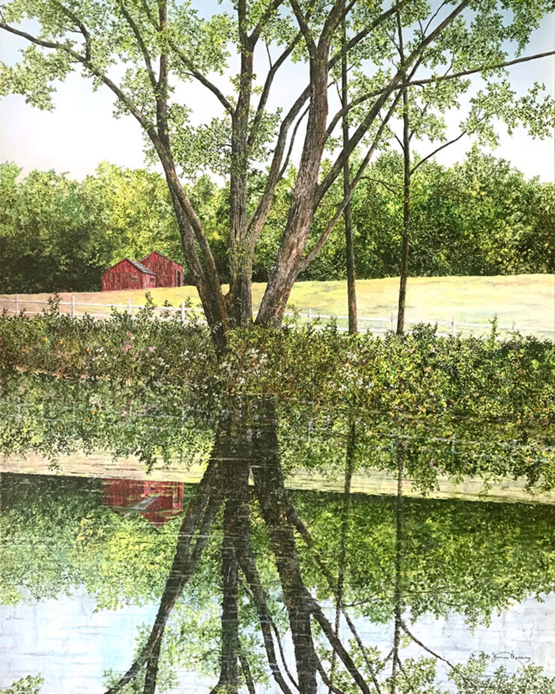 Reflection Print - Farmhouse Wall Decor - Lake Painting - Country Art ...