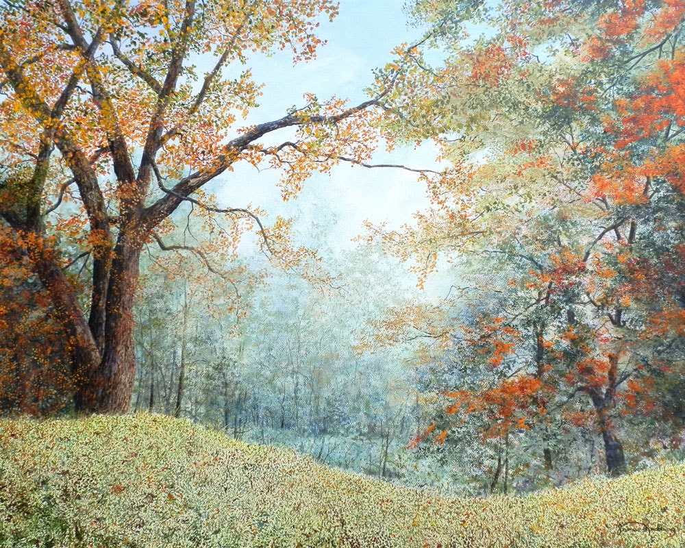 Fall Tree Painting - Autumn Artwork - Peaceful Painting - Forest Print ...