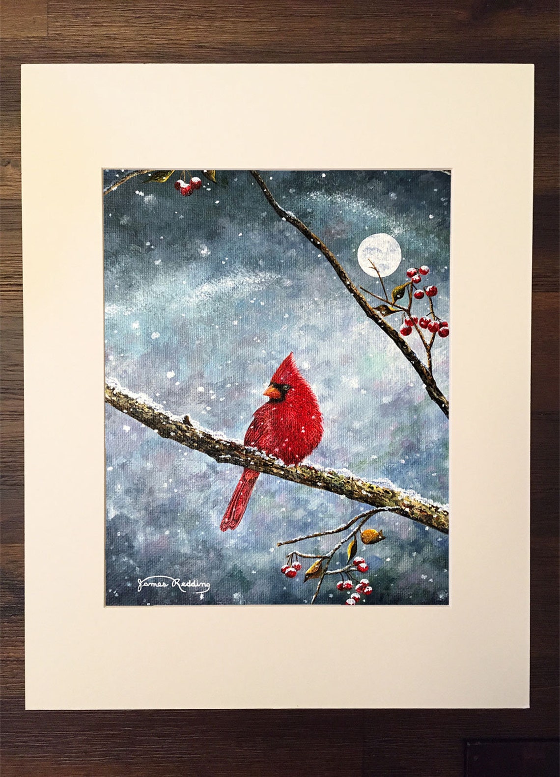Red Cardinal Print - Winter Cardinal - Snow Painting - Cardinal ...
