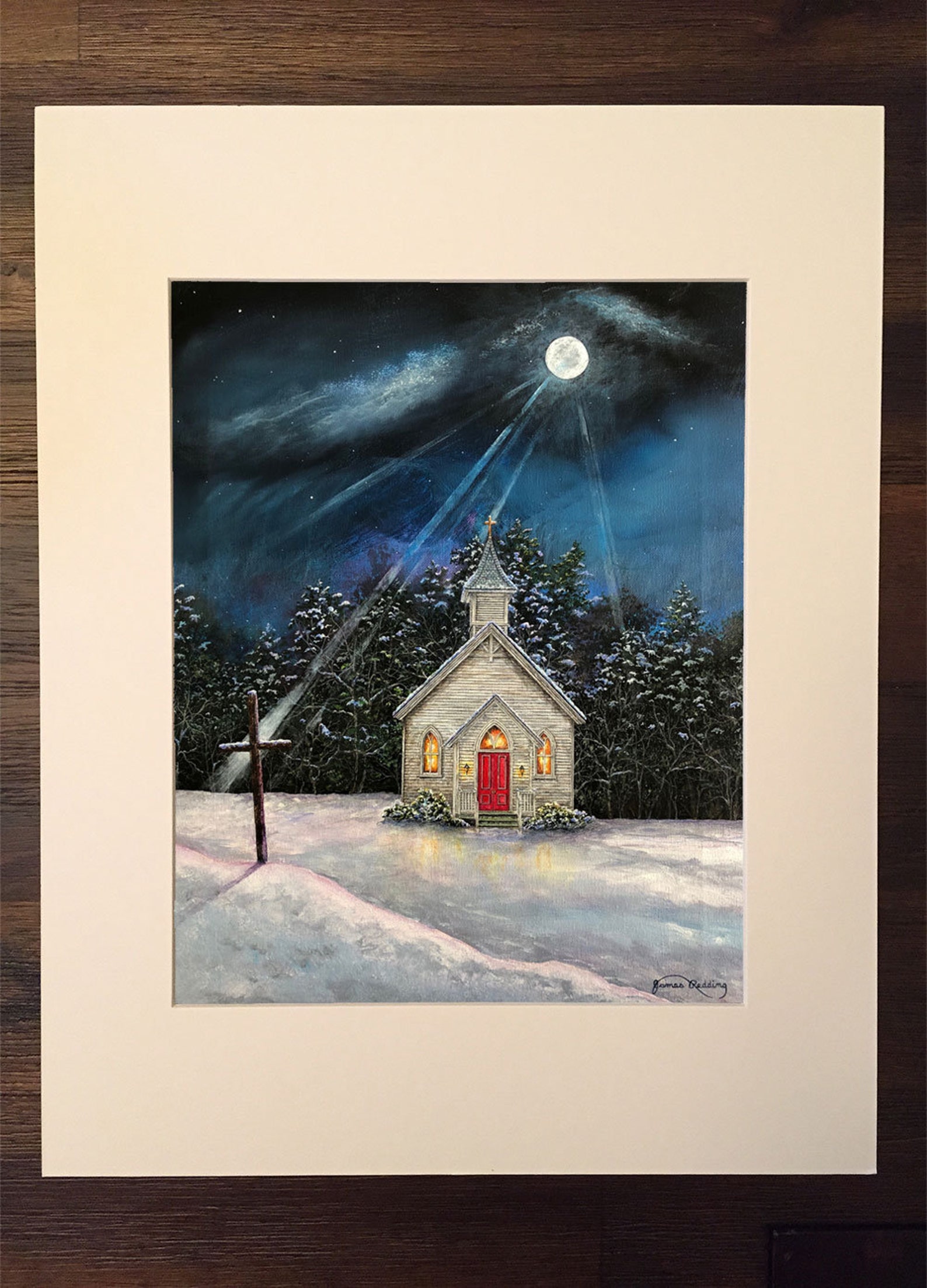 Church Painting - Snow Scene Print - Winter Landscape - Winter Night ...