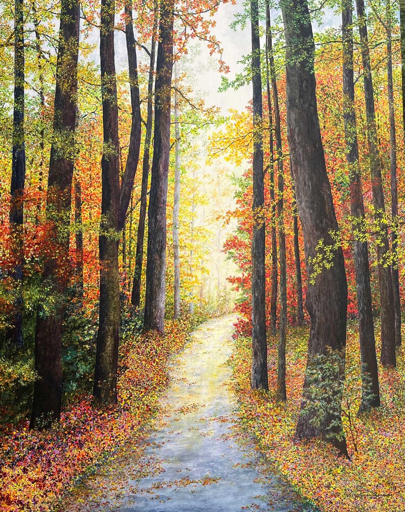 Fall Forest Art - Autumn Painting - Fall Landscape - Peaceful Painting ...