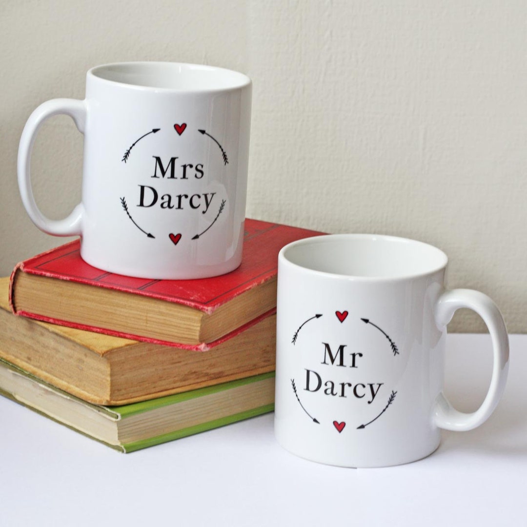 NEW Mug Set - Mr & Mrs Darcy - Jane Austen Wedding Gift Mugs ...