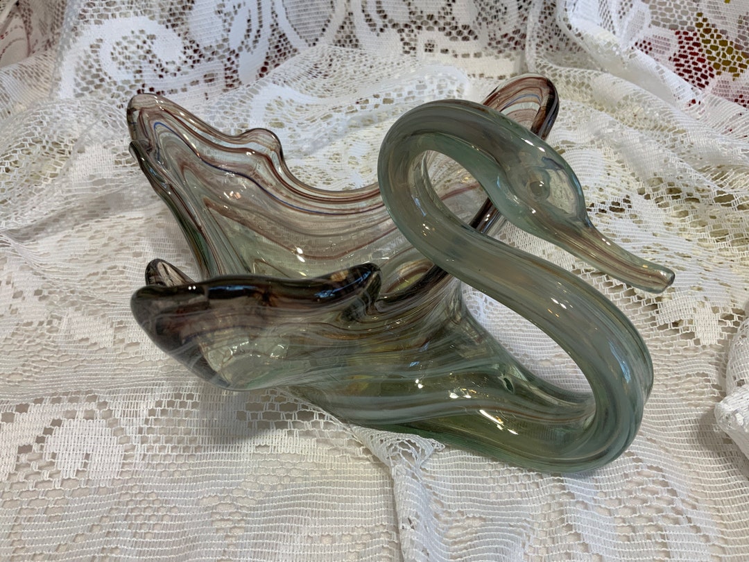 Vintage Sooner Glass Swan Earth Tone Colors Swag Glass - Etsy