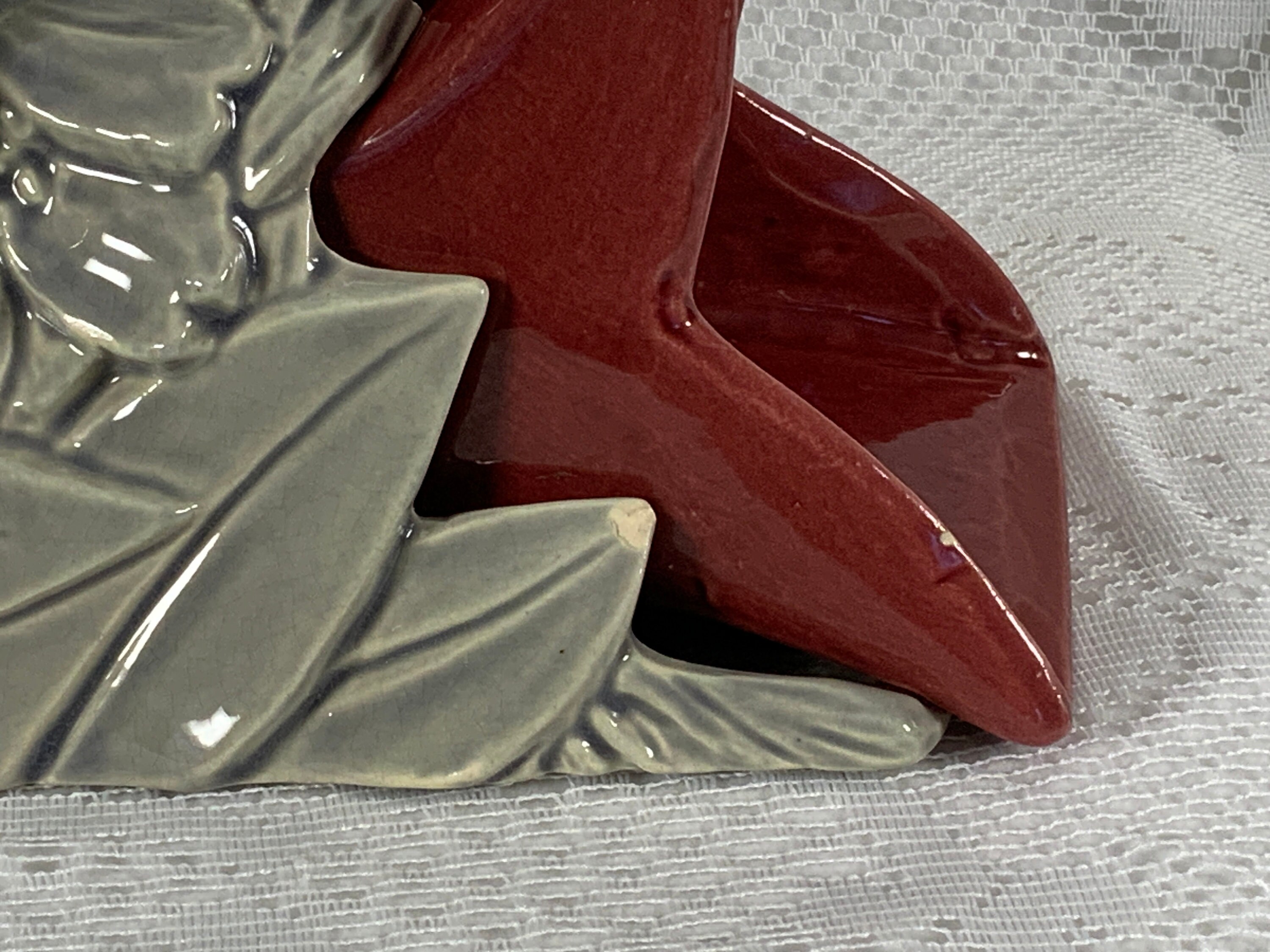 Vintage Mccoy Pottery Bookends Planter Tulip Burgundy and Gray - Etsy