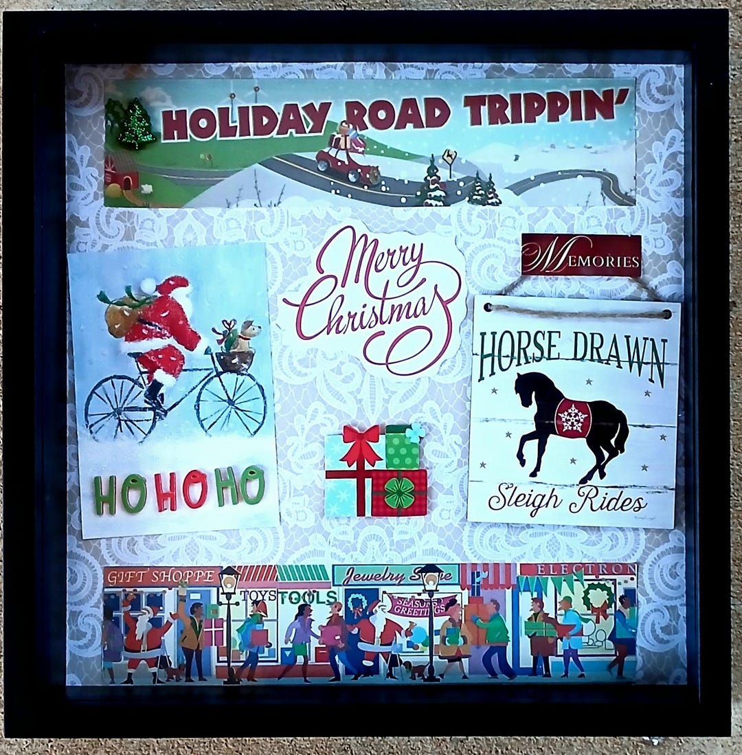Vintage Christmas Memories Shadowbox, Holiday Road Trip Scene - Etsy