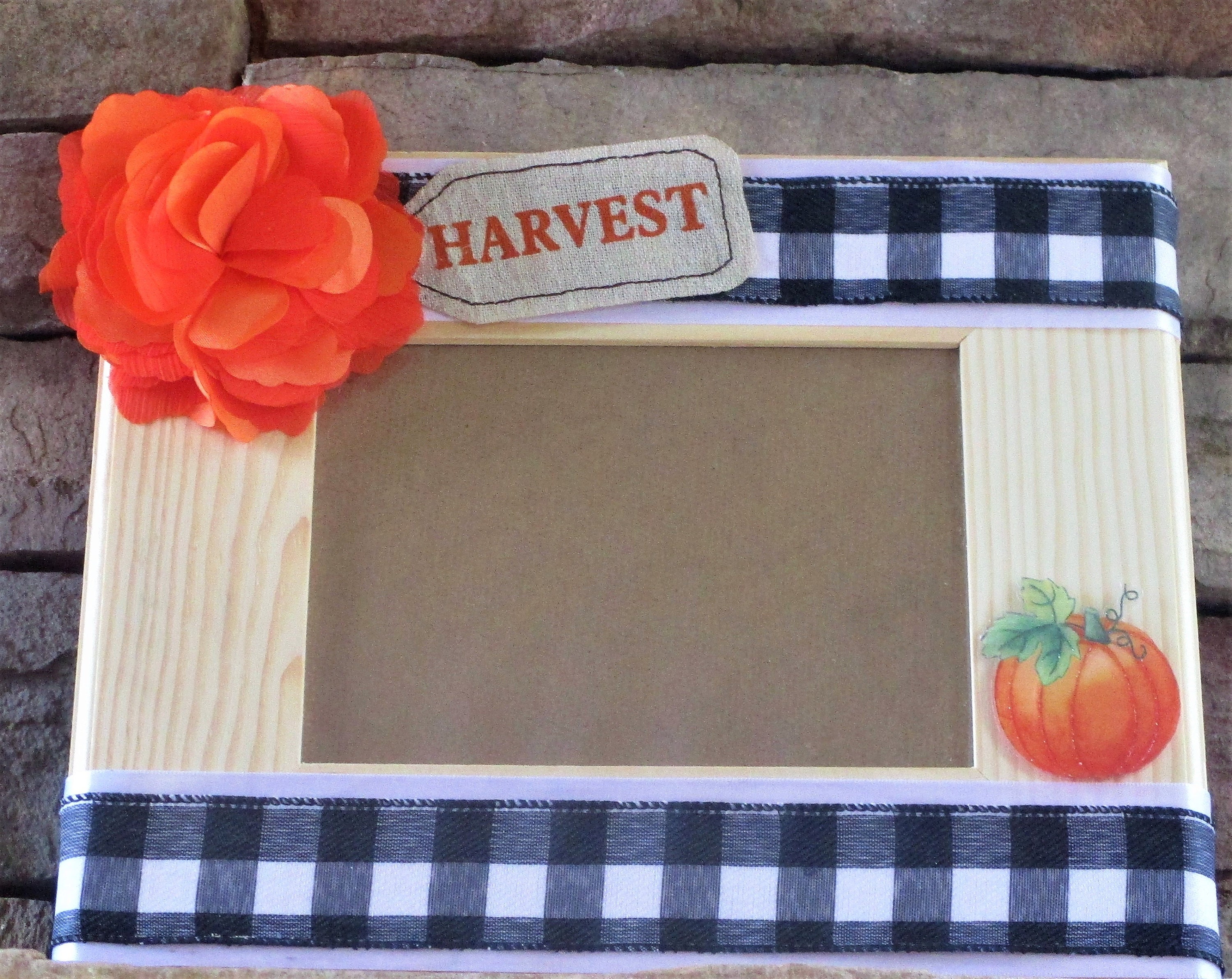 Pumpkin Picture Frame Buffalo Plaid 5x7 Frame Fall Harvest - Etsy