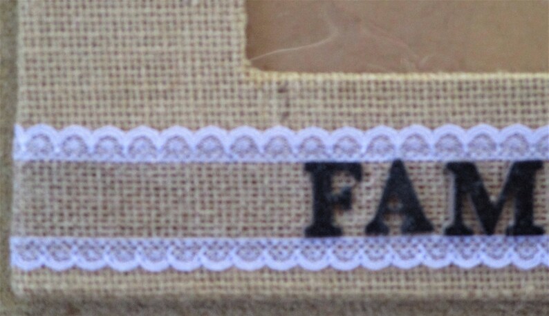 Family Picture Frame 4x6, Teal Bow Frame, Burlap Family Frame 4x6, 4x6 Burlap Frame, Burlap Lace ...