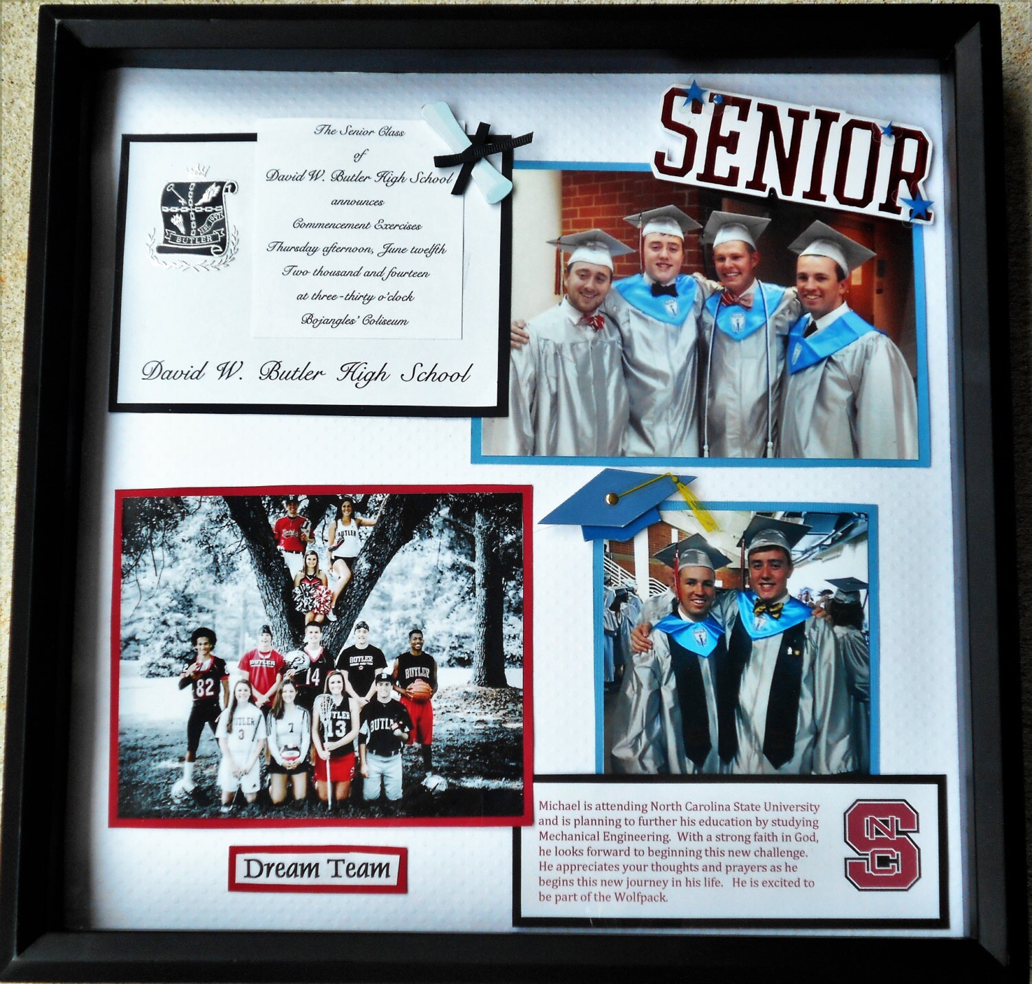 High School Graduation Gift, Gift for Grad, Diploma Frame, Cap and Gown ...