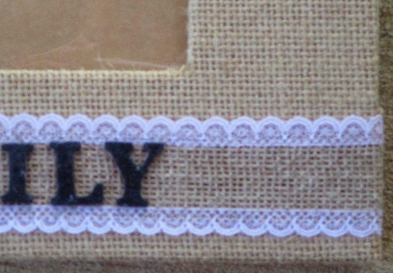 Family Picture Frame 4x6, Teal Bow Frame, Burlap Family Frame 4x6, 4x6 Burlap Frame, Burlap Lace ...