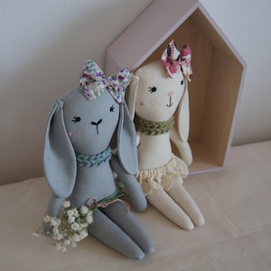 Handmade Bunny Doll, Handmade Stuffed Plush Rabbit Toy, Cloth Doll ...