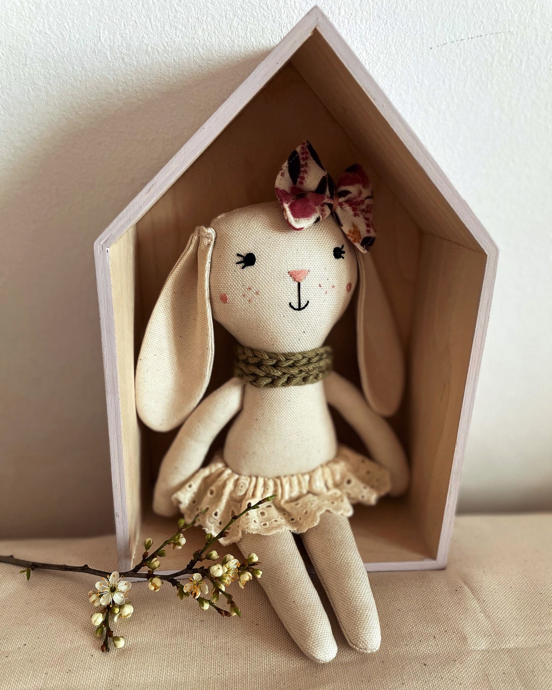 Handmade Bunny Doll, Handmade Stuffed Plush Rabbit Toy, Cloth Doll ...