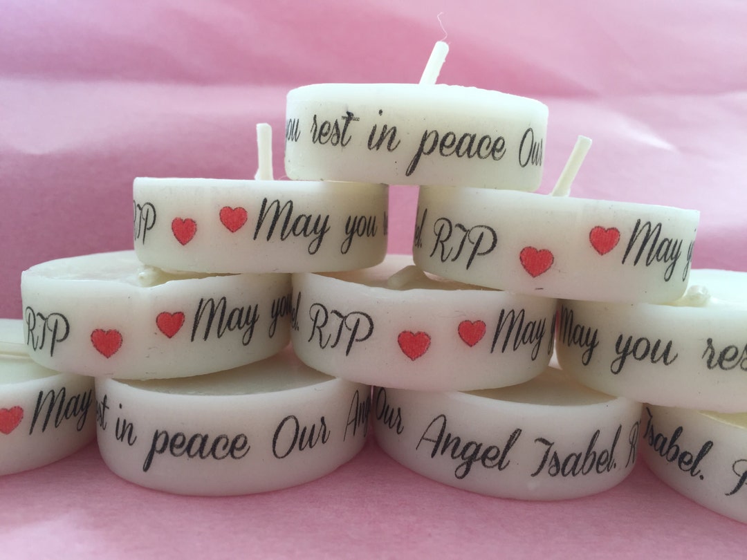 Funeral Personalised Remembrance & Memorial Candle Favours. Light in ...