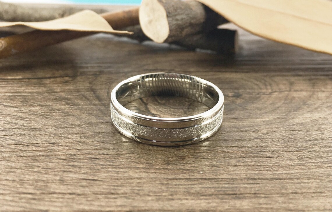 Your Actual Fingerprint Ring Handmade Men Ring Silver Dazzling Titanium ...