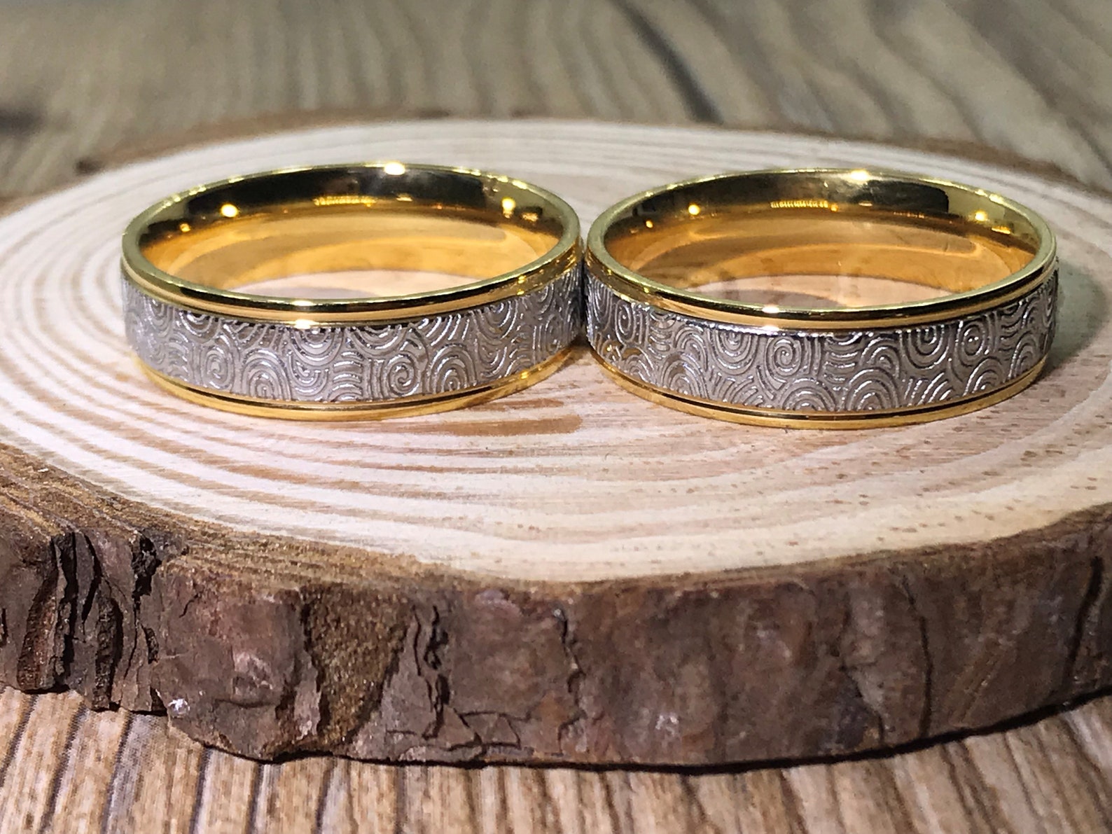 His and His Handmade Gold Wedding Bands Couple Rings Set - Etsy