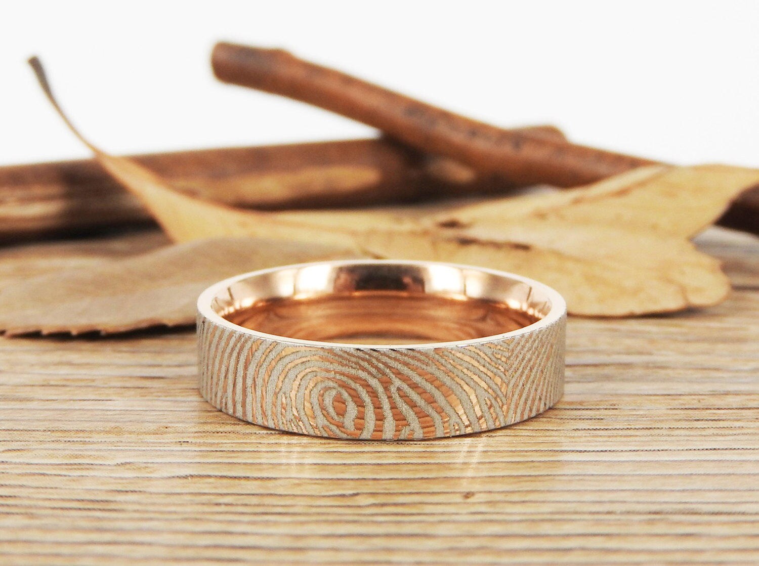 Custom Fingerprint Rings Couple Matching Ring Unique Rose - Etsy