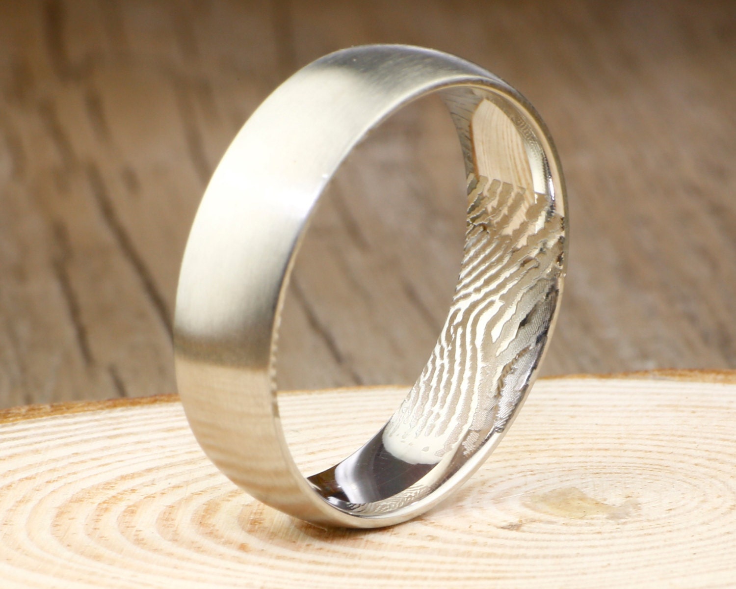 Your Actual Finger Print Rings Personalized Matt Silver | Etsy