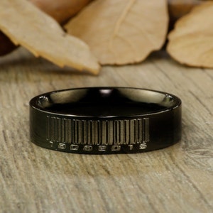 Handmade Customize Barcode Matching Wedding Band, Men Ring, Couple Ring ...