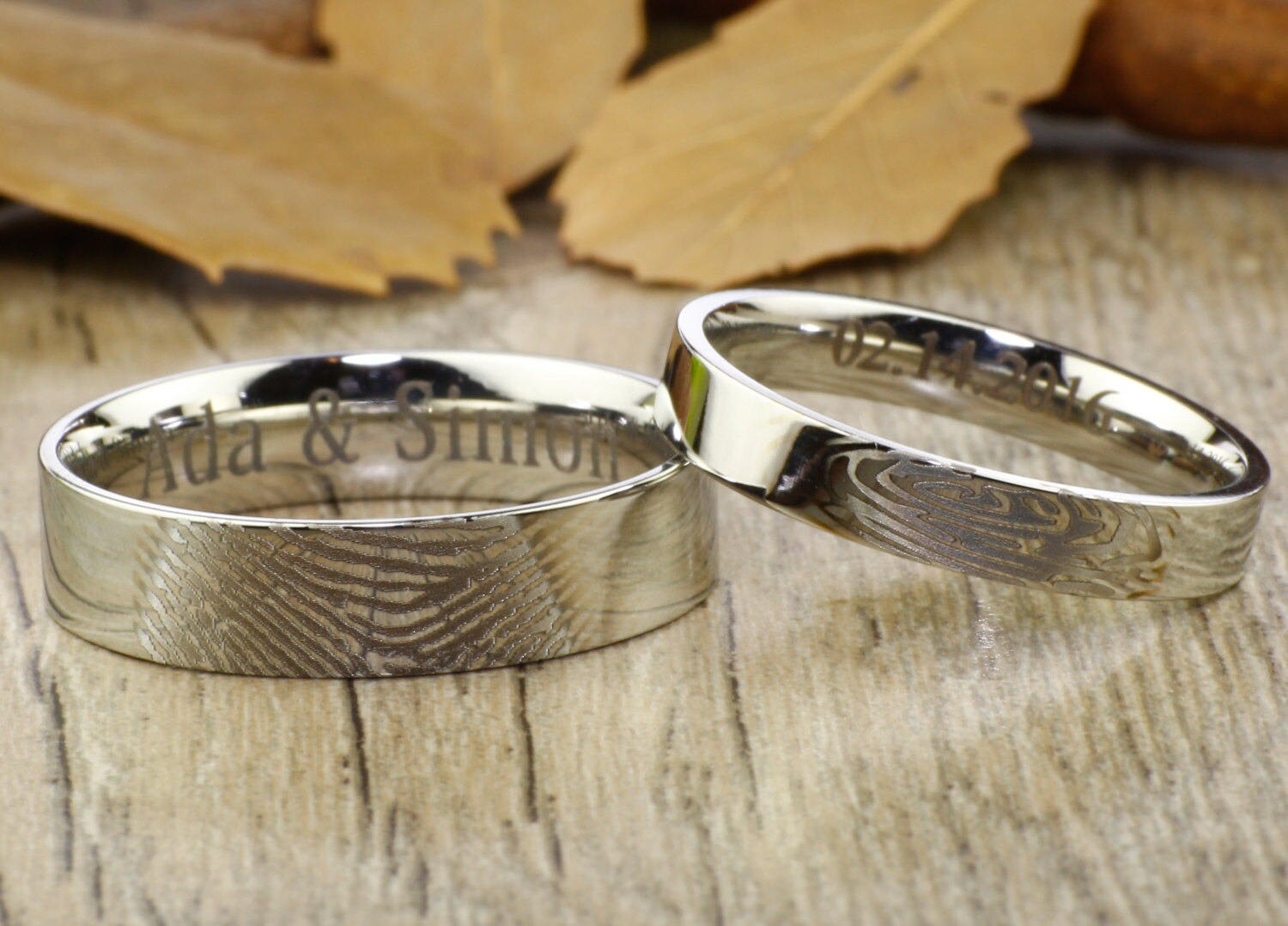 Actual Fingerprint Rings Couple Promise Rings Classic Design | Etsy