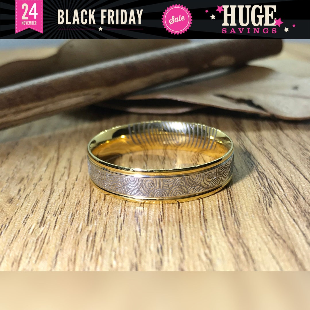 Your Actual Fingerprint Ring Handmade Men Ring Two Tone Silver - Etsy