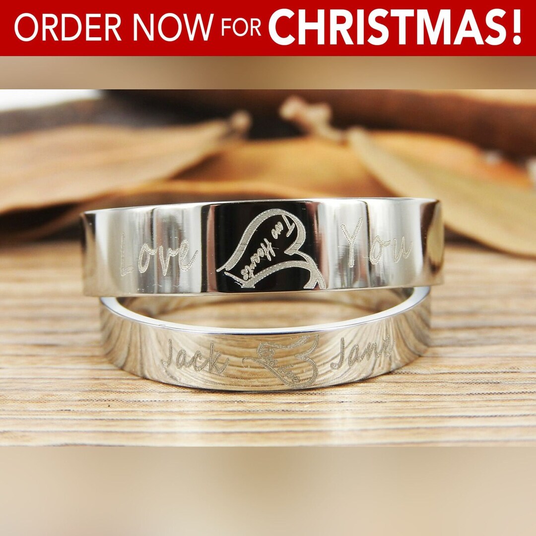 Handmade Two Heart Become One Heart Matching Wedding Rings - Etsy