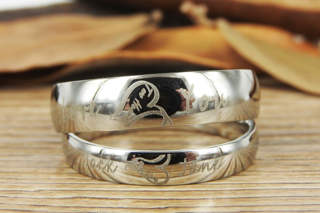 Handmade Two Heart Become One Heart Matching Wedding Rings, His and Her ...