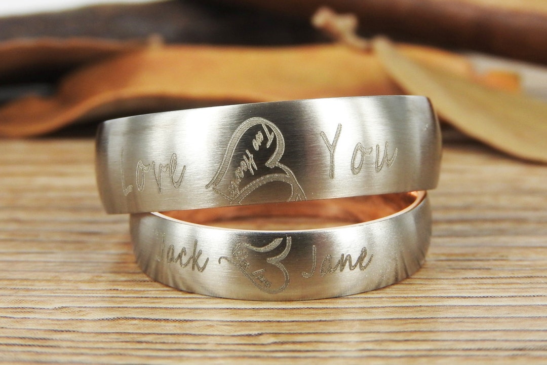 Handmade Two Heart Become One Heart Matching Wedding Rings, His and Her ...