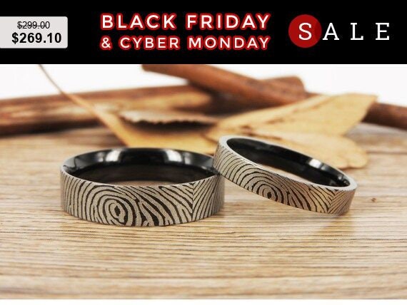 Your Actual Finger Print Rings Family Fingerprints Matching | Etsy