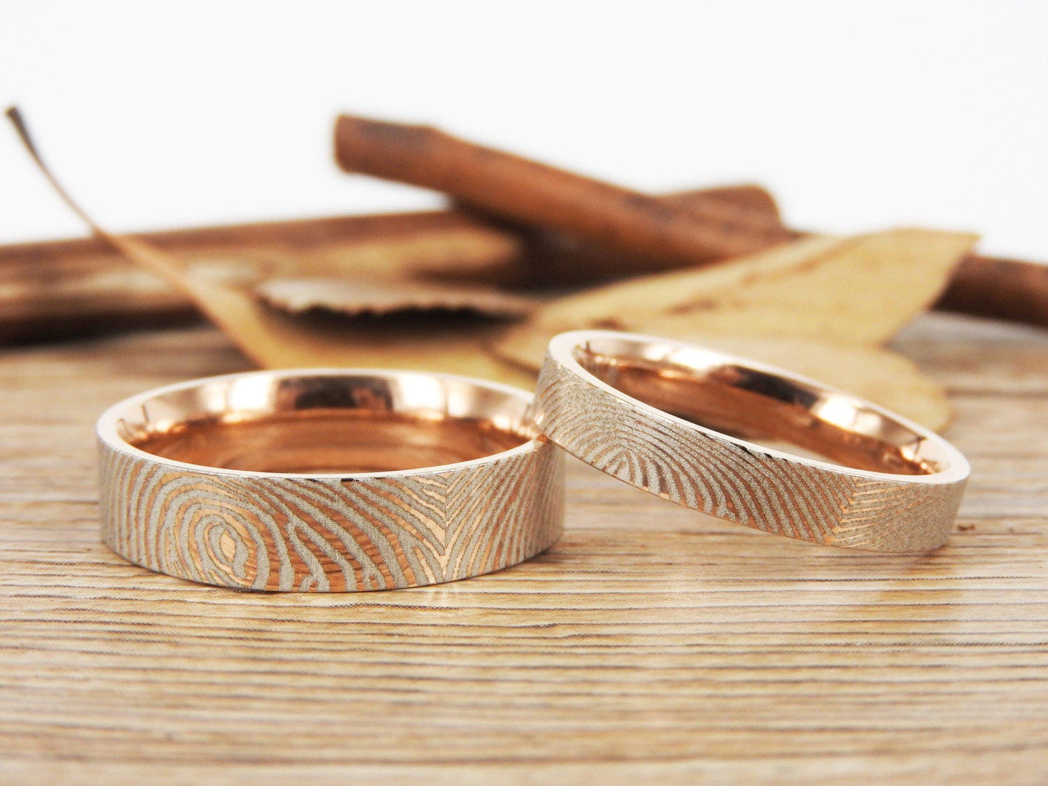 Custom Fingerprint Rings Couple Matching Ring Unique Rose - Etsy