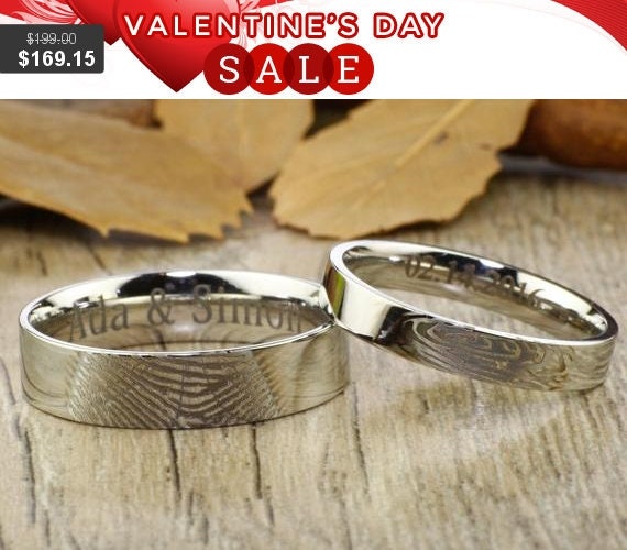 Actual Fingerprint Rings Couple Promise Rings Classic White | Etsy