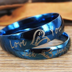 Handmade Two Heart Become One Heart Matching Wedding Rings, His and Her ...