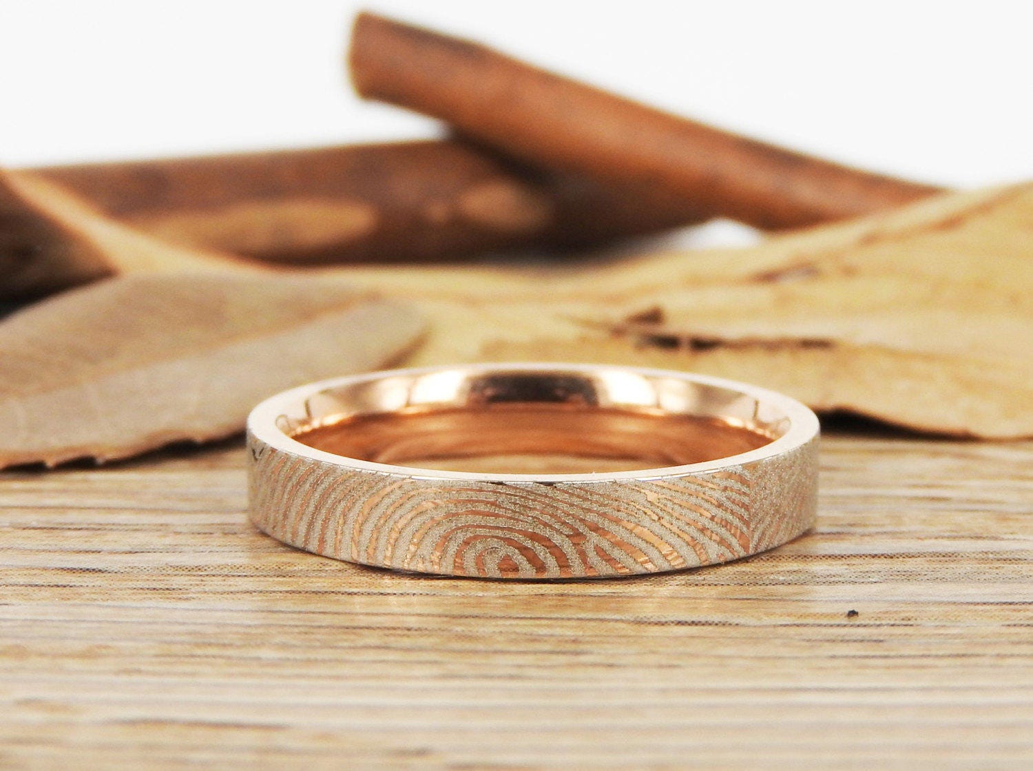Custom Fingerprint Rings Couple Matching Ring Unique Rose - Etsy