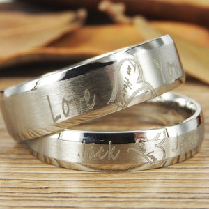Handmade Two Heart Become One Heart Matching Wedding Rings - Etsy