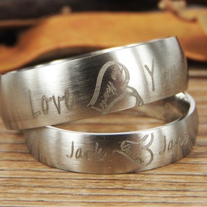 Handmade Two Heart Become One Heart Matching Wedding Rings, His and Her ...