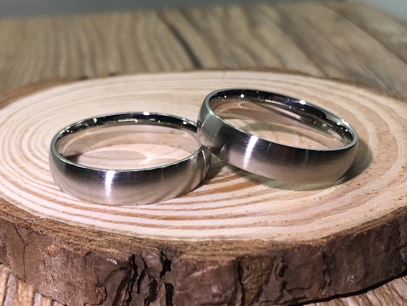 Hers and Hers Handmade Dome Matte Rings Couple Rings Set | Etsy