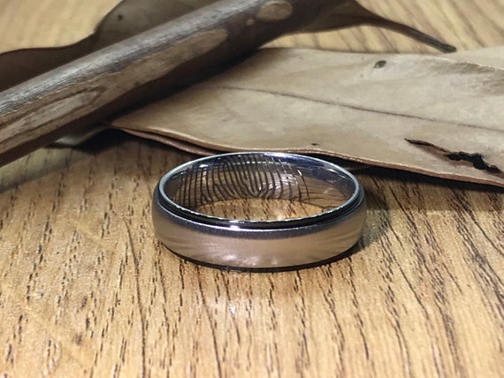 Your Actual Fingerprint Ring Handmade Men Ring Two Tone Silver | Etsy