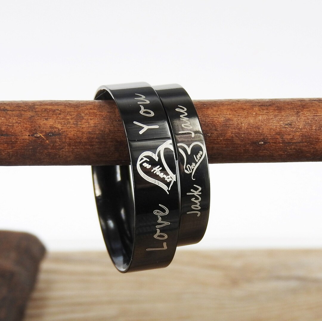 Handmade Two Heart Become One Heart Matching Wedding Rings, His and Her ...