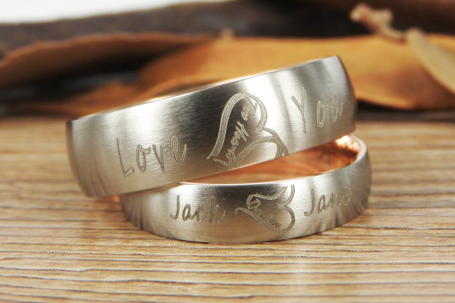 Handmade Two Heart Become One Heart Matching Wedding Rings - Etsy