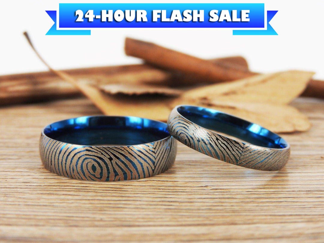 Personalized Fingerprint Rings, Couple Matching Ring, His and Her ...
