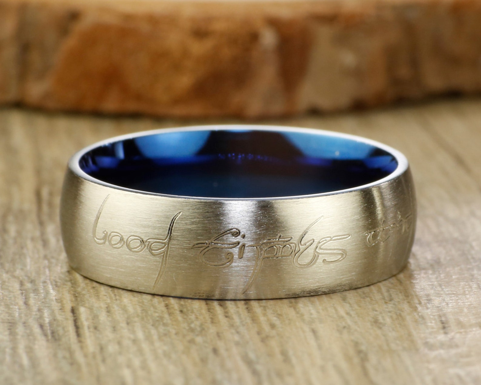 Handmade Blue Matte Wedding Band Men Ring Couple Ring - Etsy