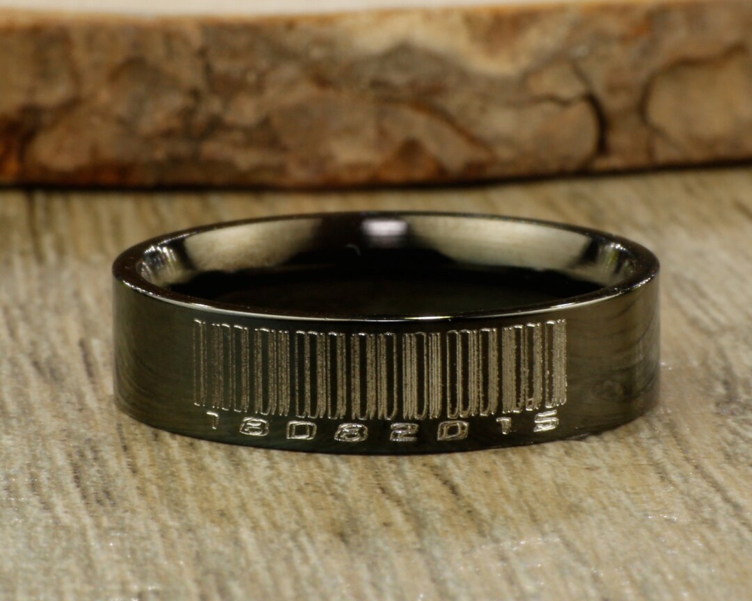 Handmade Customize Barcode Matching Wedding Band, Men Ring, Couple Ring ...