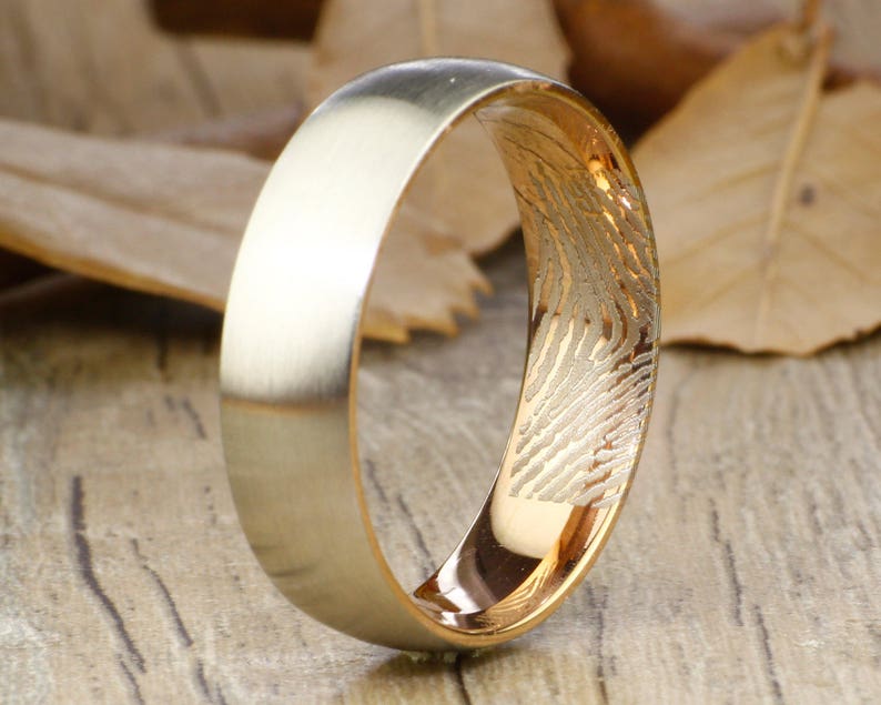 Custom Inner Fingerprint Rings Engraved Couple Rings | Etsy