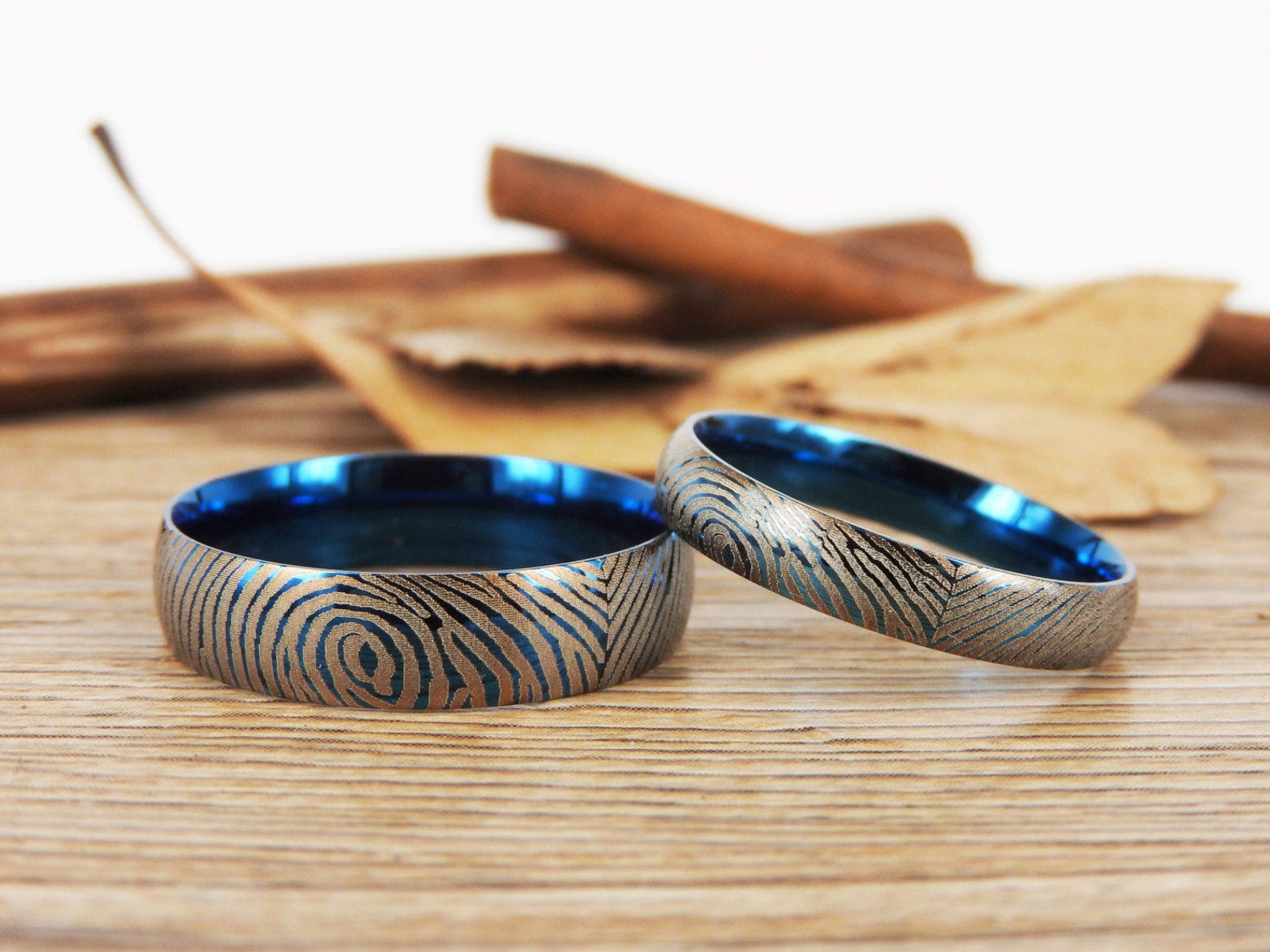 Personalized Fingerprint Rings Couple Matching Ring His and | Etsy