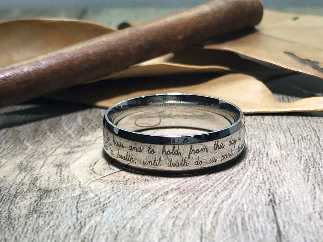 Handmade Your Marriage Vow & Signature Rings Silver Colour Titanium ...