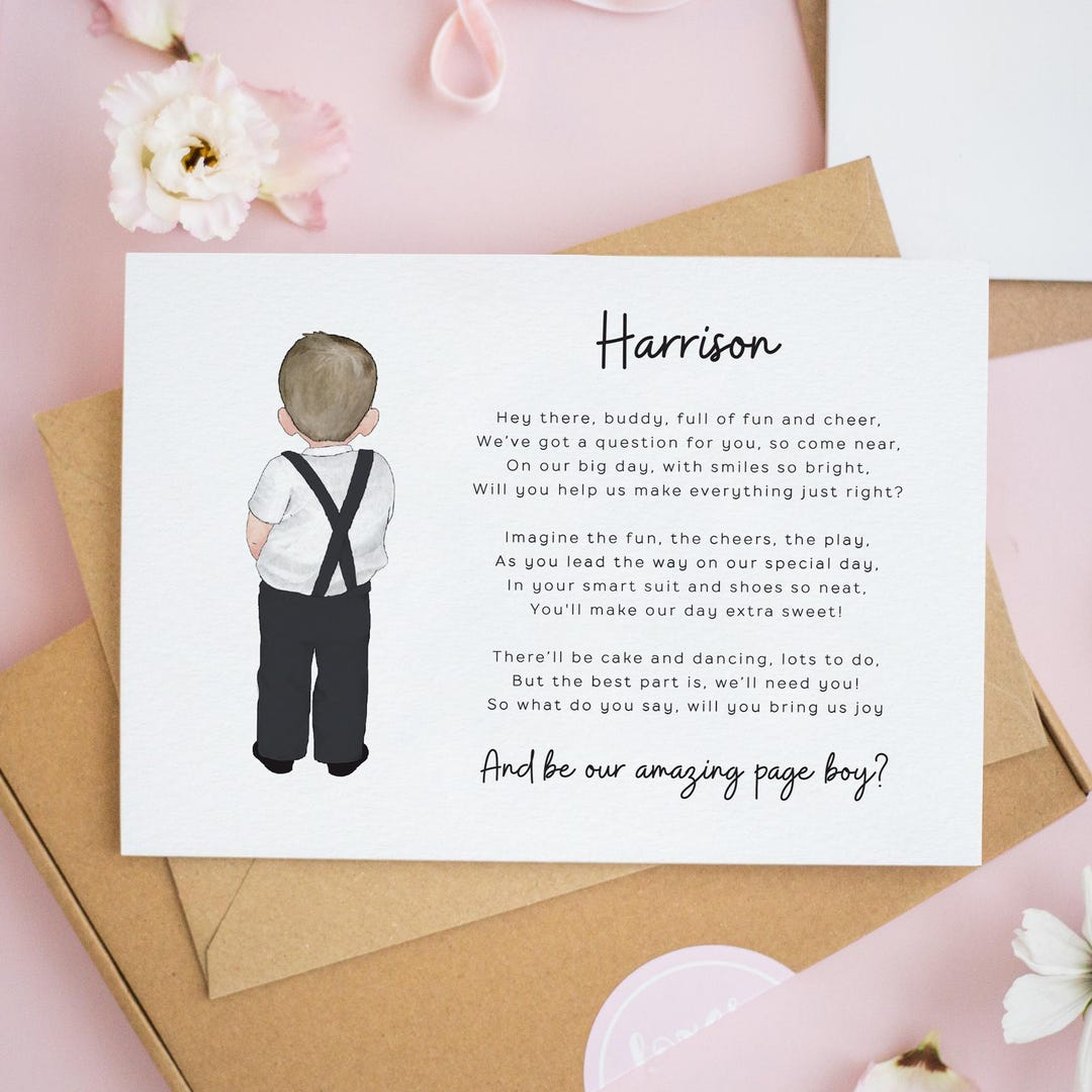 Personalised Page Boy Card, Son Wedding Cards, Will You Be Our Page Boy ...