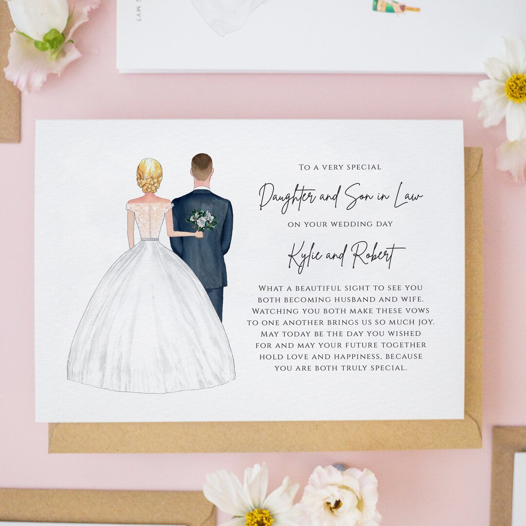 Daughter & Son in Law Wedding Card, Personalised Wedding Card, on Your ...