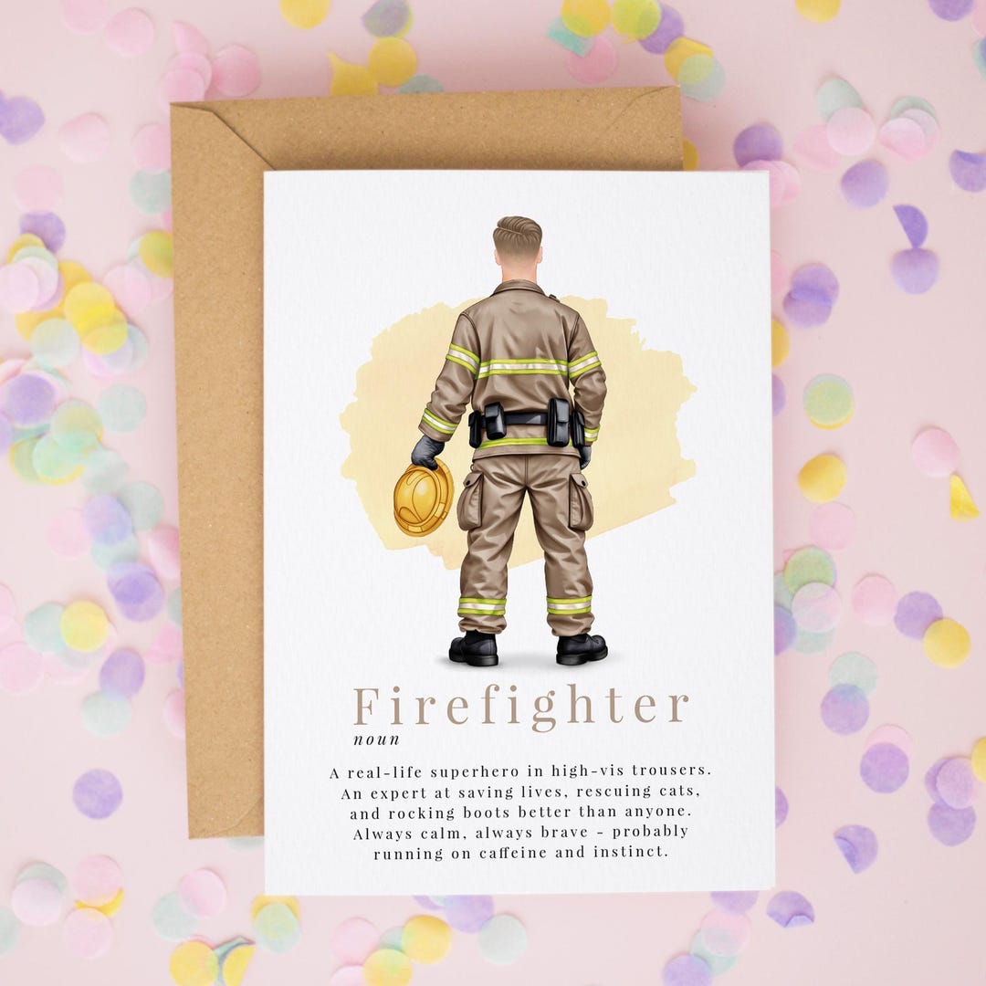 Personalised Firefighter Definition Card, Funny Firefighter Gift ...