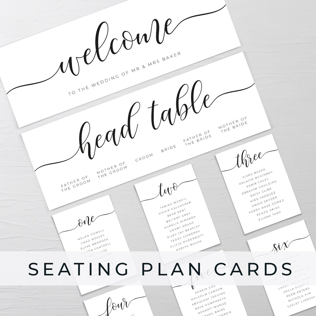 Personalised Seating Plan Cards, Wedding Seating Chart, Escort Wedding ...